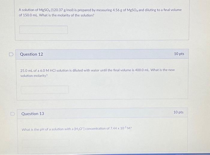Solved A solution of MgSO4(120.37 g/mol) is prepared by | Chegg.com
