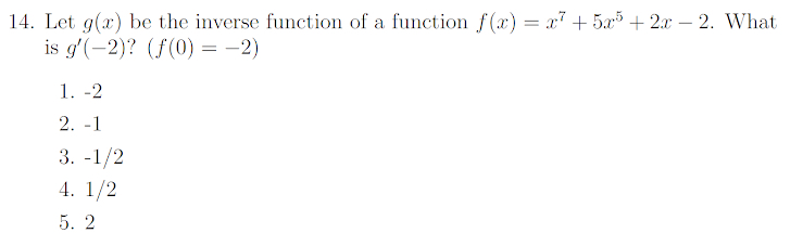 Solved Let g(x) ﻿be the inverse function of a function | Chegg.com