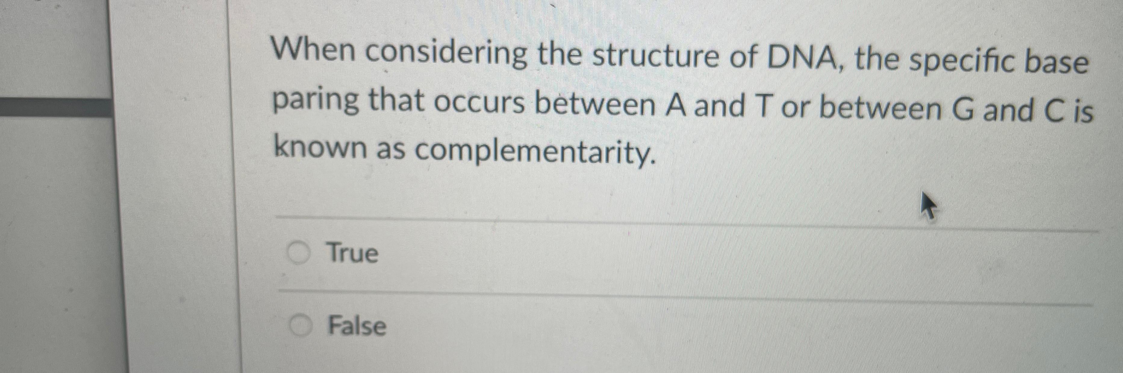 Solved When considering the structure of DNA, the specific | Chegg.com