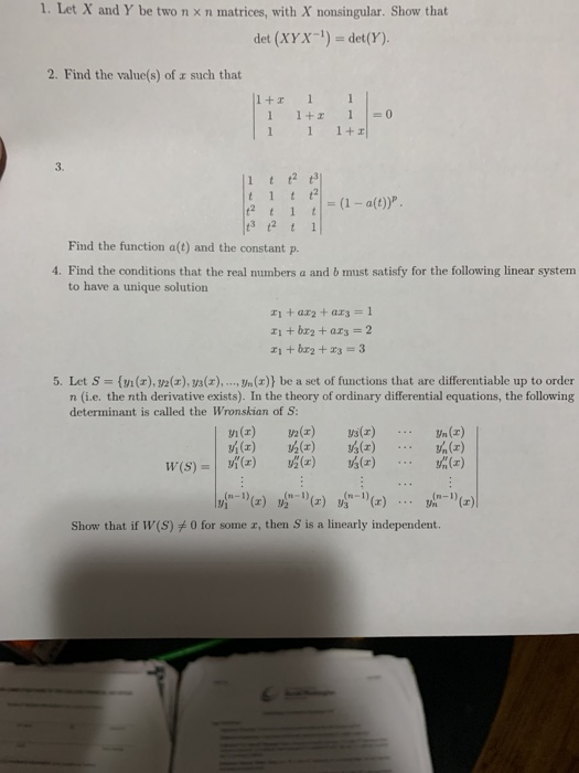 Solved 1 Let X And Y Be Two N X N Matrices With X 1911