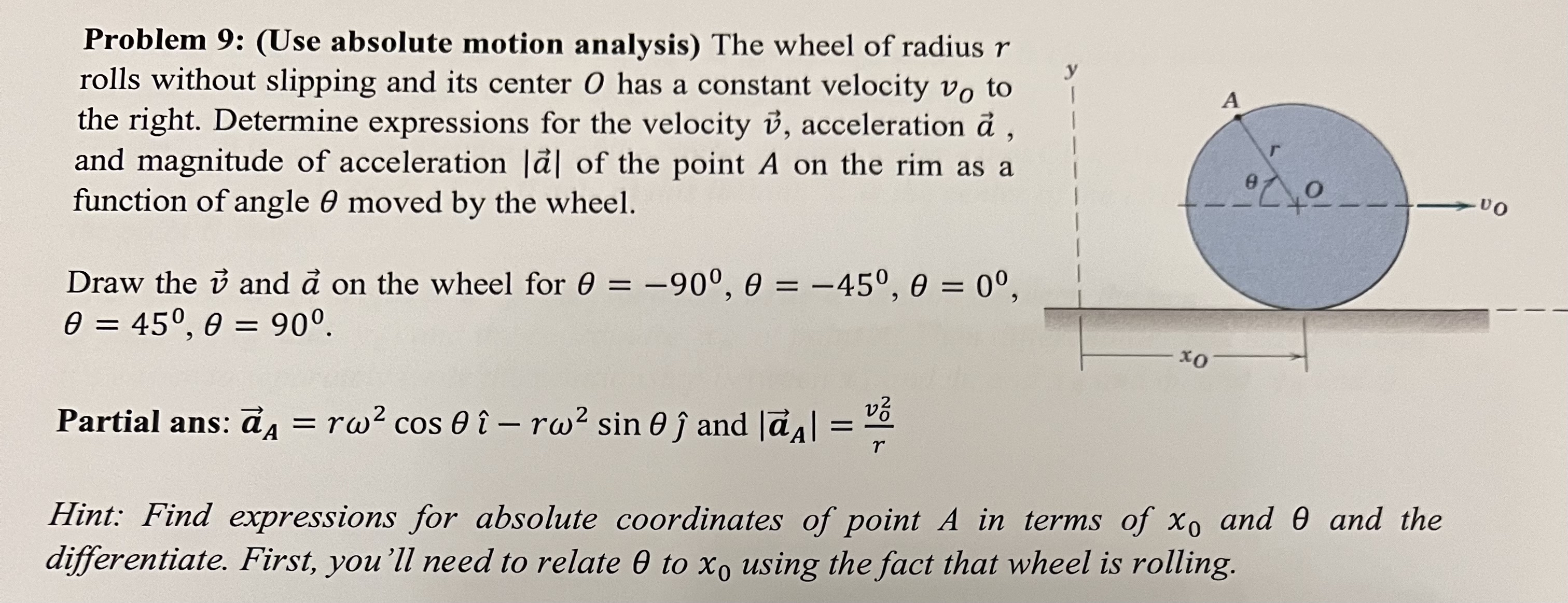 Problem 9: (Use absolute motion analysis) The wheel | Chegg.com Problem 9: (Use absolute motion analysis) The wheel | Chegg.com
