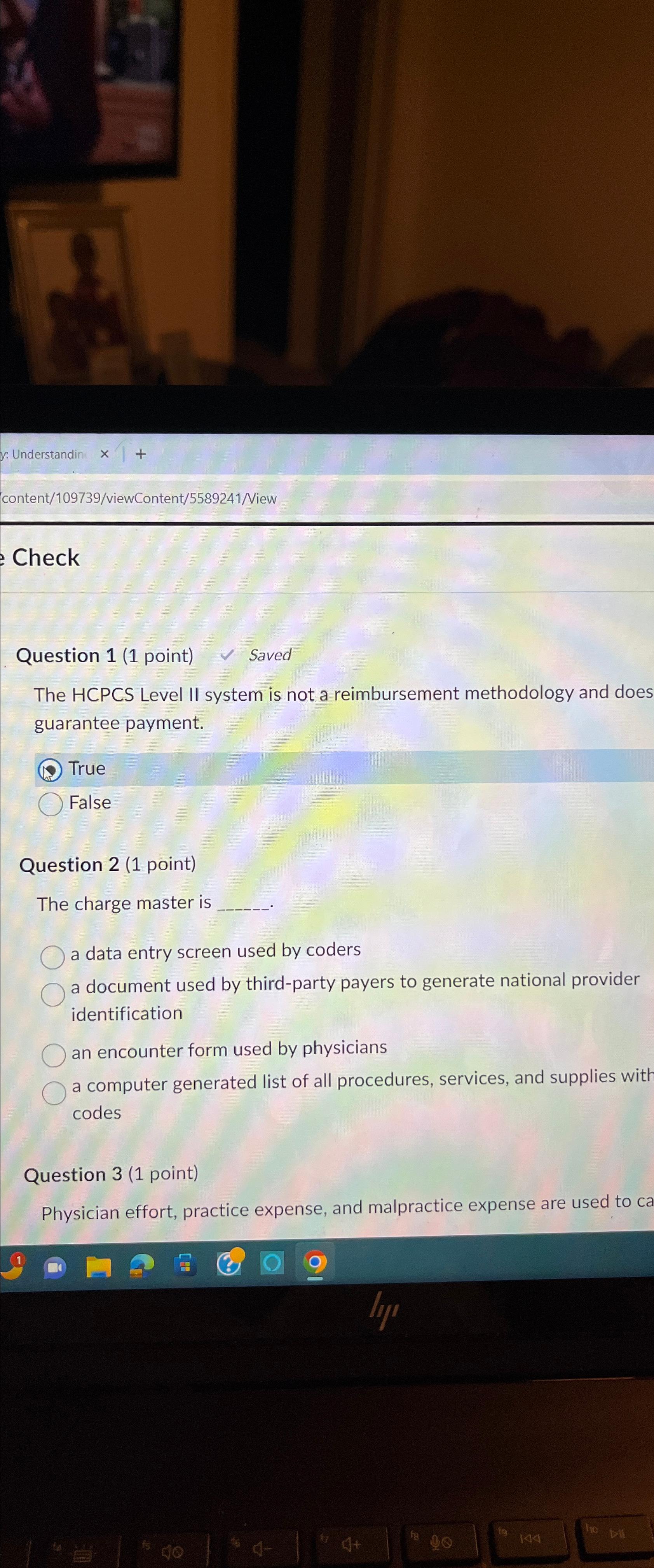 Solved CheckQuestion 1 (1 ﻿point) ﻿SavedThe HCPCS Level II | Chegg.com