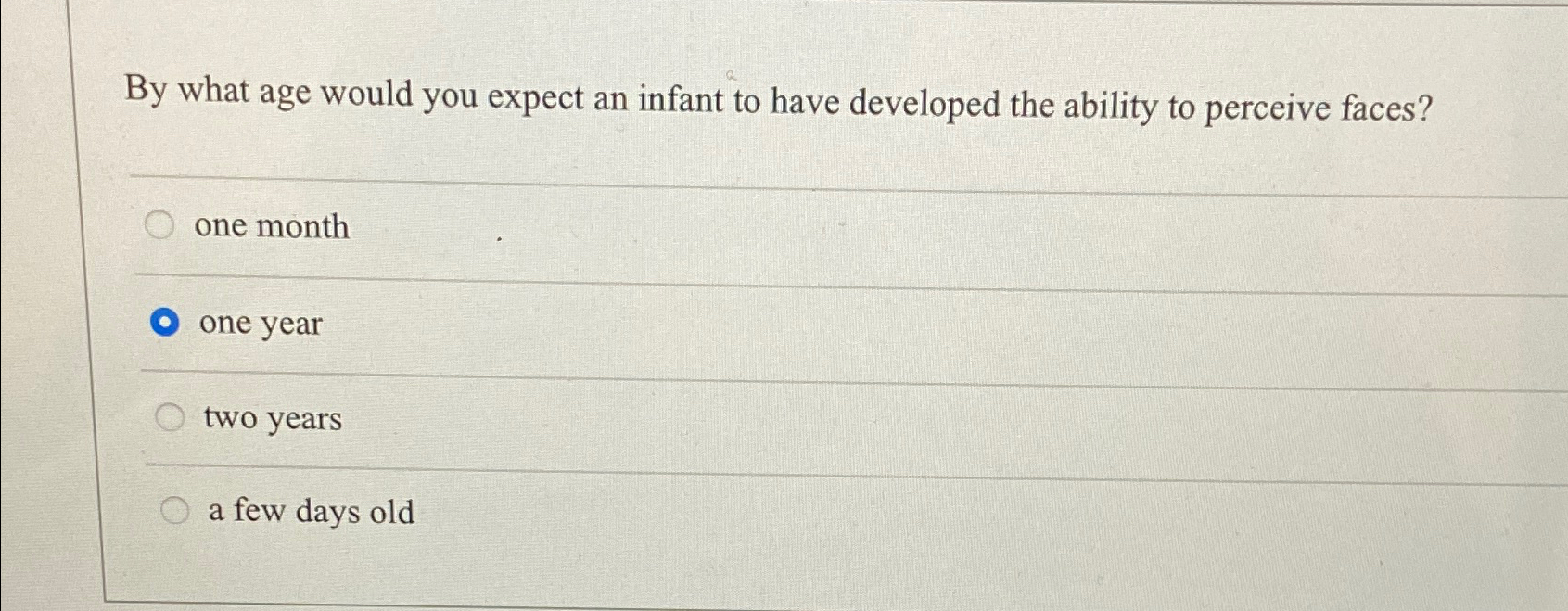 Solved By what age would you expect an infant to have | Chegg.com