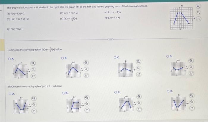 Solved (a) F(x)=f(x)+2 (b) G(x)=f(x+2) (c) P(x)=−f(x) (d) | Chegg.com