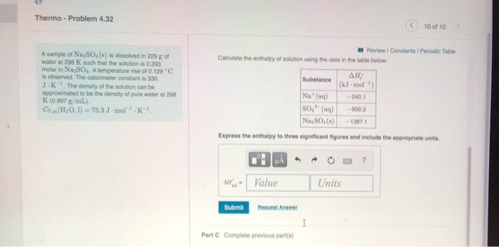 Solved Thermo - Problem 4.32 10 of 10 Review Constants | Chegg.com