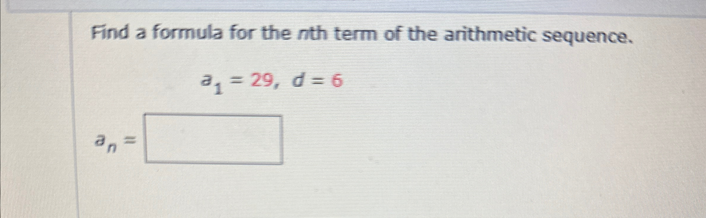 Solved Find a formula for the nth term of the arithmetic | Chegg.com