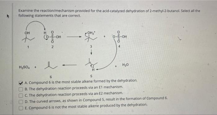Solved The dehydration of cyclohexanol in the presence of an | Chegg.com