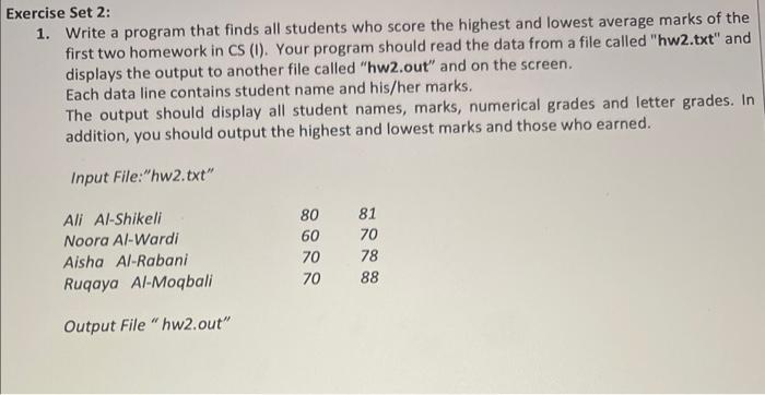 Solved rcise Set 2: 1. Write a program that finds all | Chegg.com