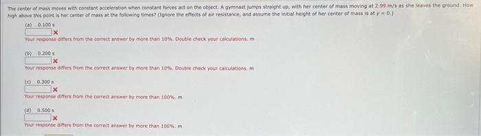 Solved The center of mass moves with constant acceleration | Chegg.com