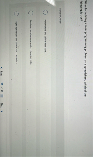 Solved When formulating a linear programming problem on a | Chegg.com