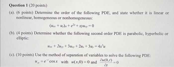 Solved (a). (6 points) Determine the order of the following | Chegg.com