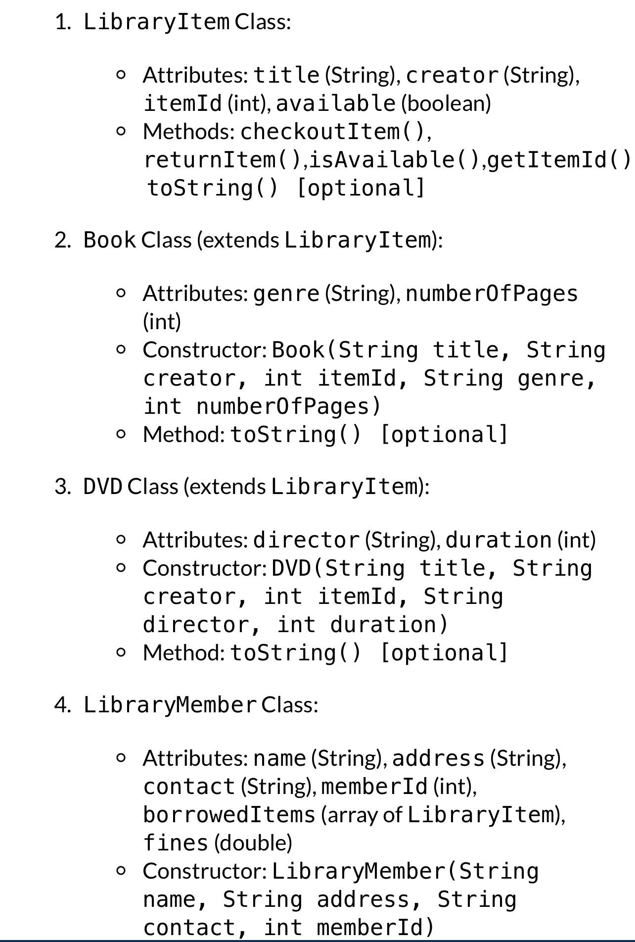 Solved Libraryitem Class Attributes Title String
