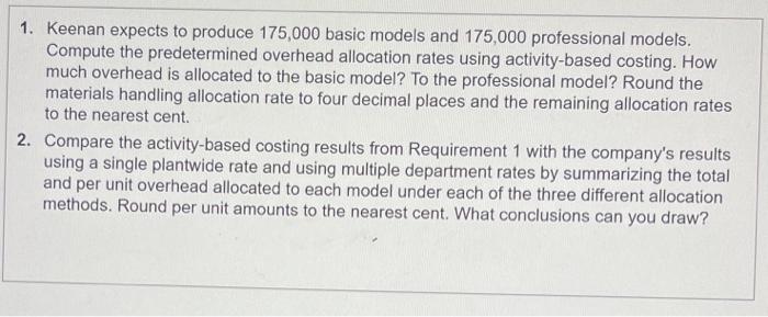 Solved Koenan makes handhold calculators in two models- | Chegg.com