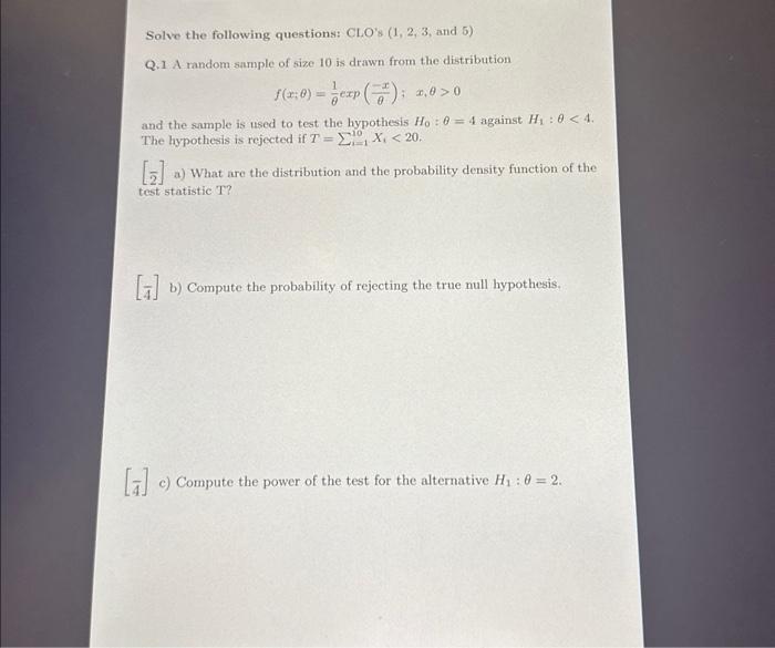 Solved Solve the following questions: CLO's (1,2,3, and 5) | Chegg.com