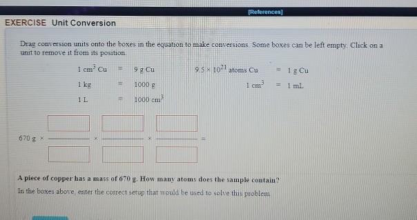 Solved References) EXERCISE Unit Conversion Drag conversion | Chegg.com