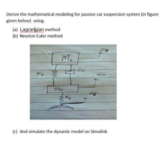 Derive the mathematical modeling for passive car | Chegg.com