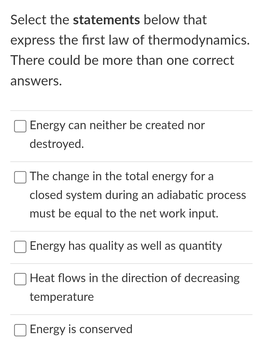 Solved Select the statements below that express the first | Chegg.com
