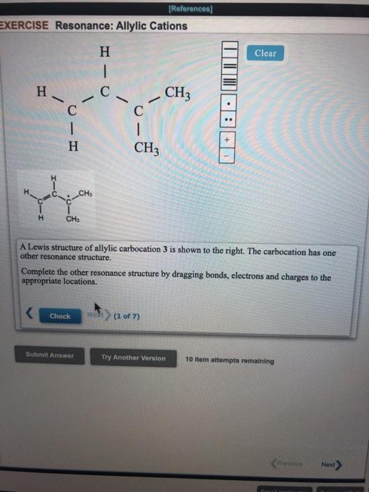 Solved [References) EXERCISE Resonance: Allylic Cations | Chegg.com