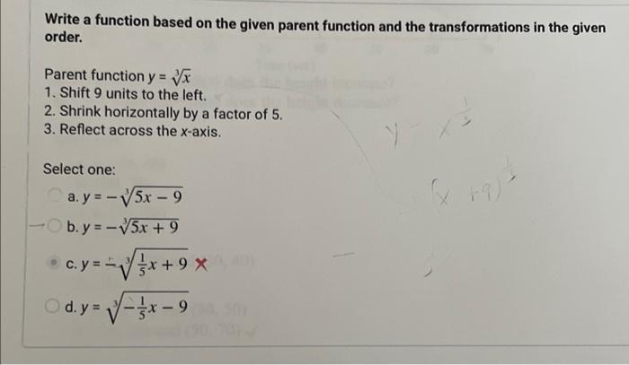 Solved writw a function based on the given parent function | Chegg.com