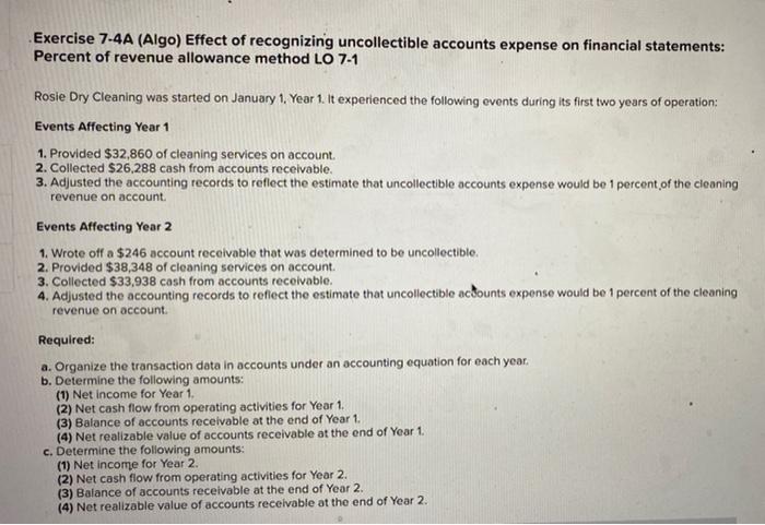 Solved Exercise 7-4A (Algo) Effect of recognizing | Chegg.com