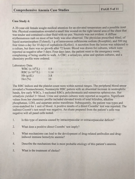 Solved Comprehensive Anemia Case Studies PAGE 5 of 11 Case | Chegg.com