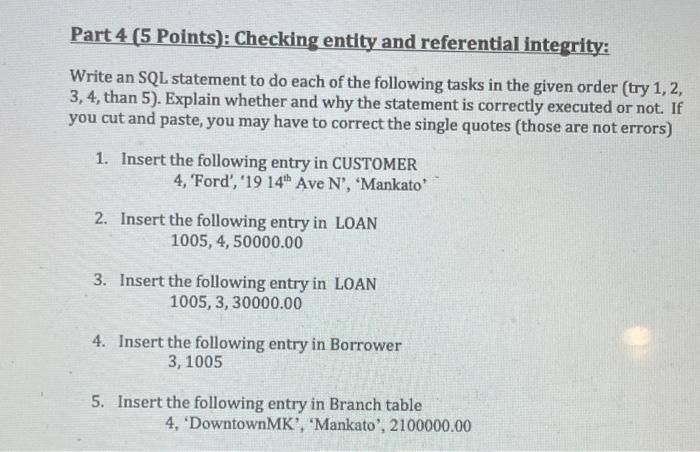 Solved Submit Sql Commands Used To Answer Part 1 Part 2 
