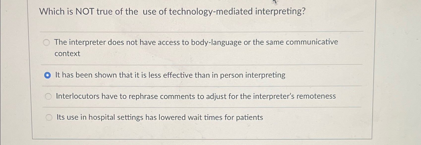 Solved Which is NOT true of the use of technology-mediated | Chegg.com