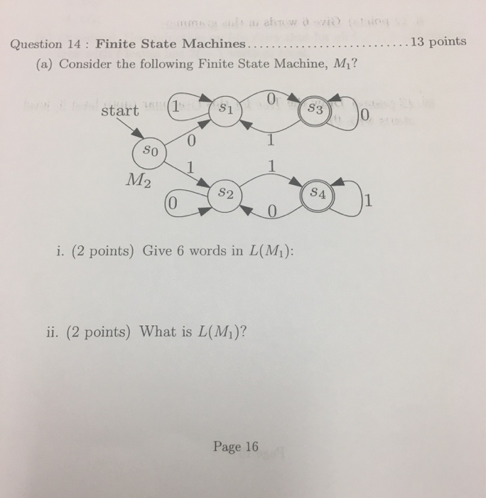 Solved M eht wie Question 14 : Finite State Machines (a) | Chegg.com