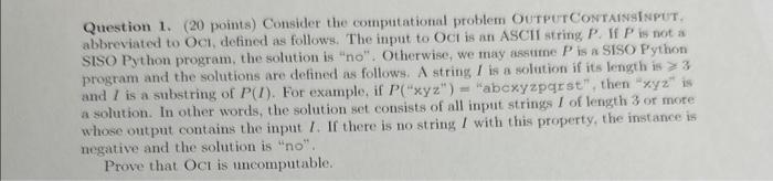 Solved Question 1. (20 points) Consider the computational | Chegg.com