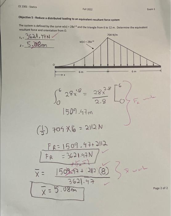 Solved Objective 5 - Reduce a distributed loading to an | Chegg.com