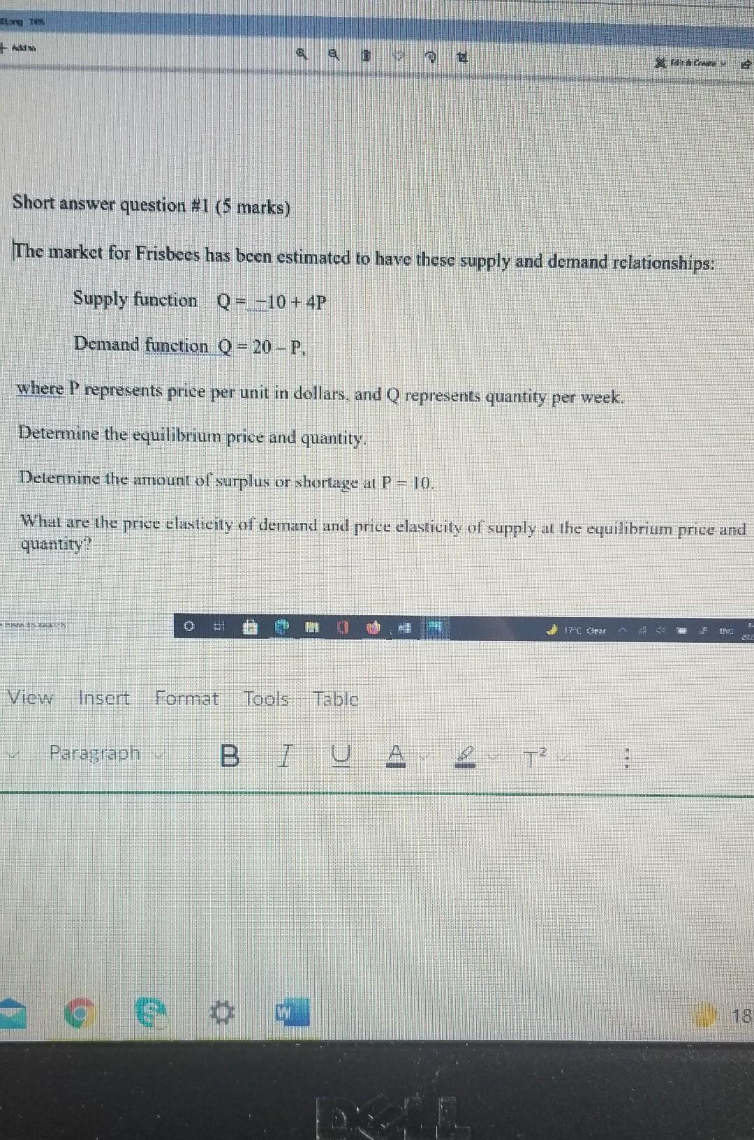 Solved on The Alis a HE 12 Short answer question #1 (5 | Chegg.com