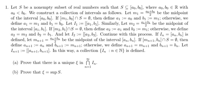 Solved 1. Let S be a nonempty subset of real numbers such | Chegg.com