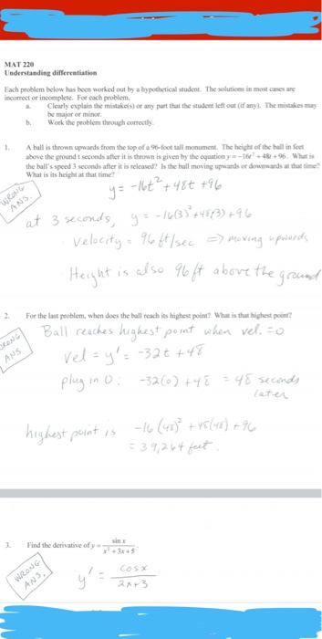 Solved MAT 220 Understanding differentiation Each problem | Chegg.com