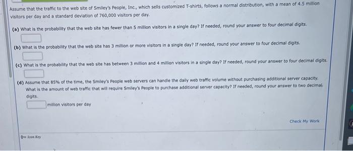 Solved Assume that the traffic to the web site of Smiley's | Chegg.com