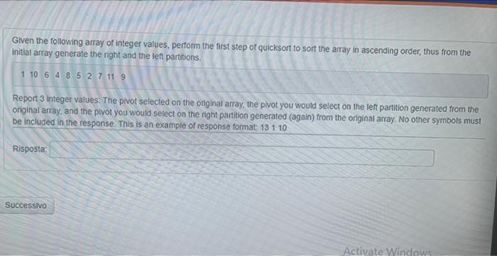 Solved Given the following array of integer values, perform | Chegg.com