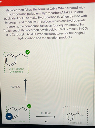 Solved Hydrocarbon A has the formula C8H8. ﻿When treated | Chegg.com