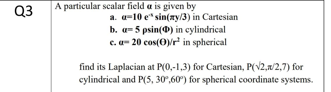 Solved particular scalar field α is given by a. | Chegg.com
