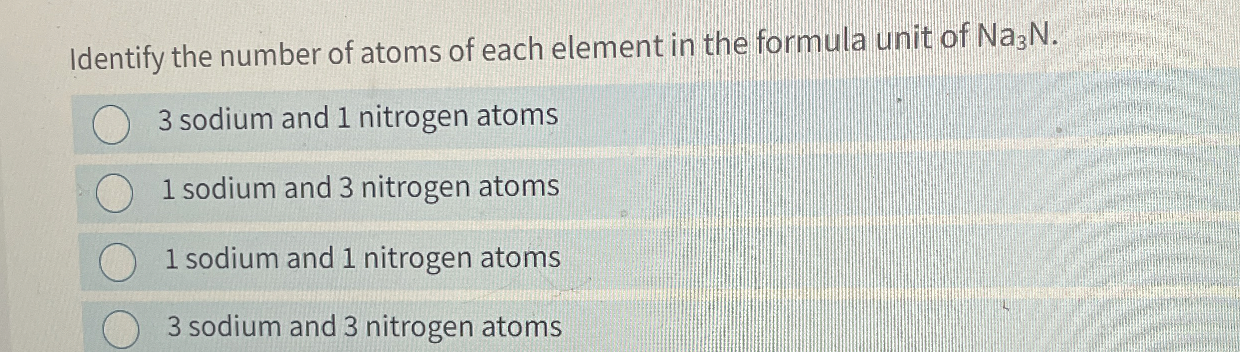 Solved Identify the number of atoms of each element in the | Chegg.com