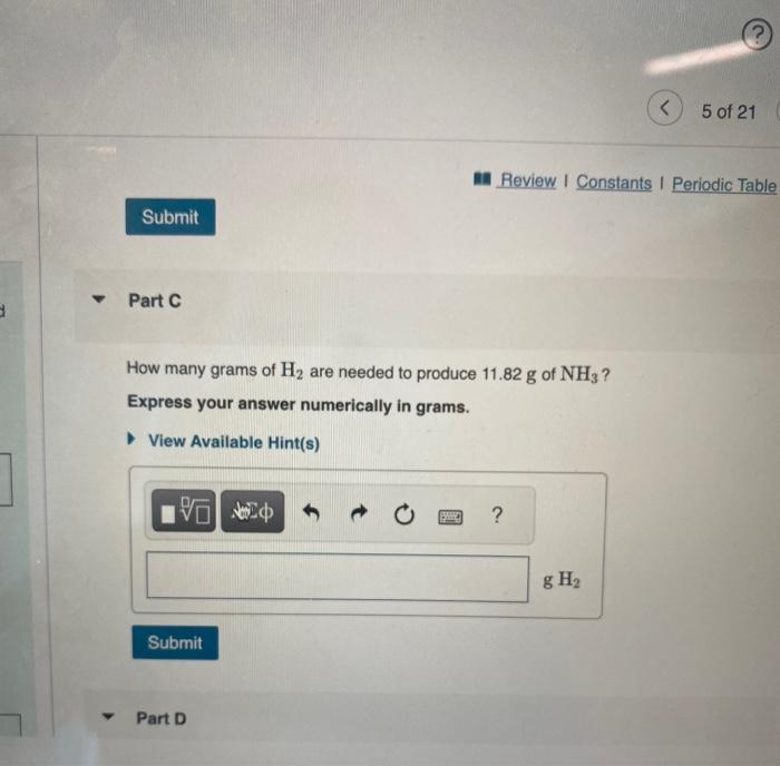 Solved How many grams of H2 are needed to produce 11.82 g of | Chegg.com