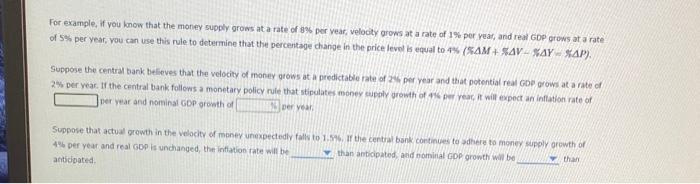 Solved 4. The monetary policy rule and the velocity of money | Chegg.com