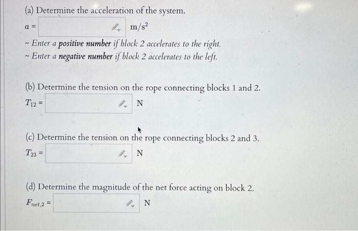 Three blocks with masses m1=6.8 kg,m2=7.5 kg, and | Chegg.com