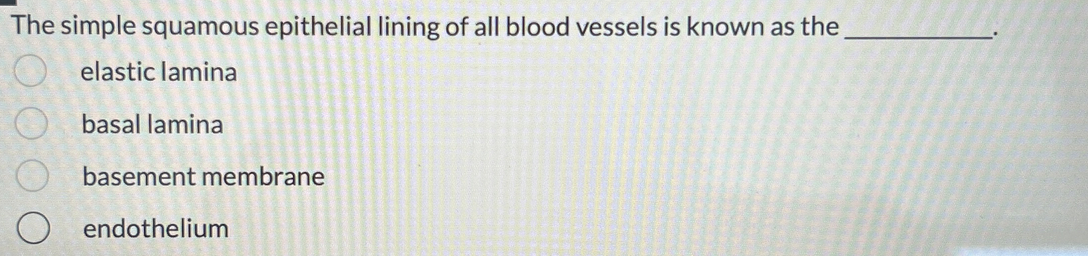 Solved The simple squamous epithelial lining of all blood | Chegg.com