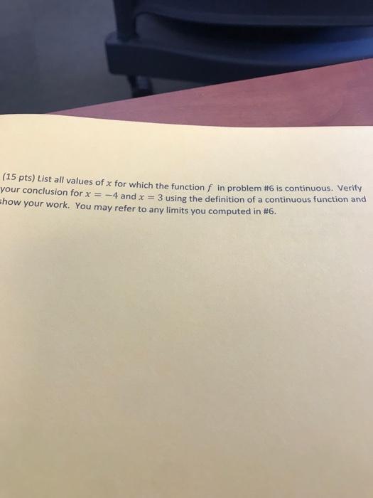 Solved (15 pts) List all values of x for which the function | Chegg.com