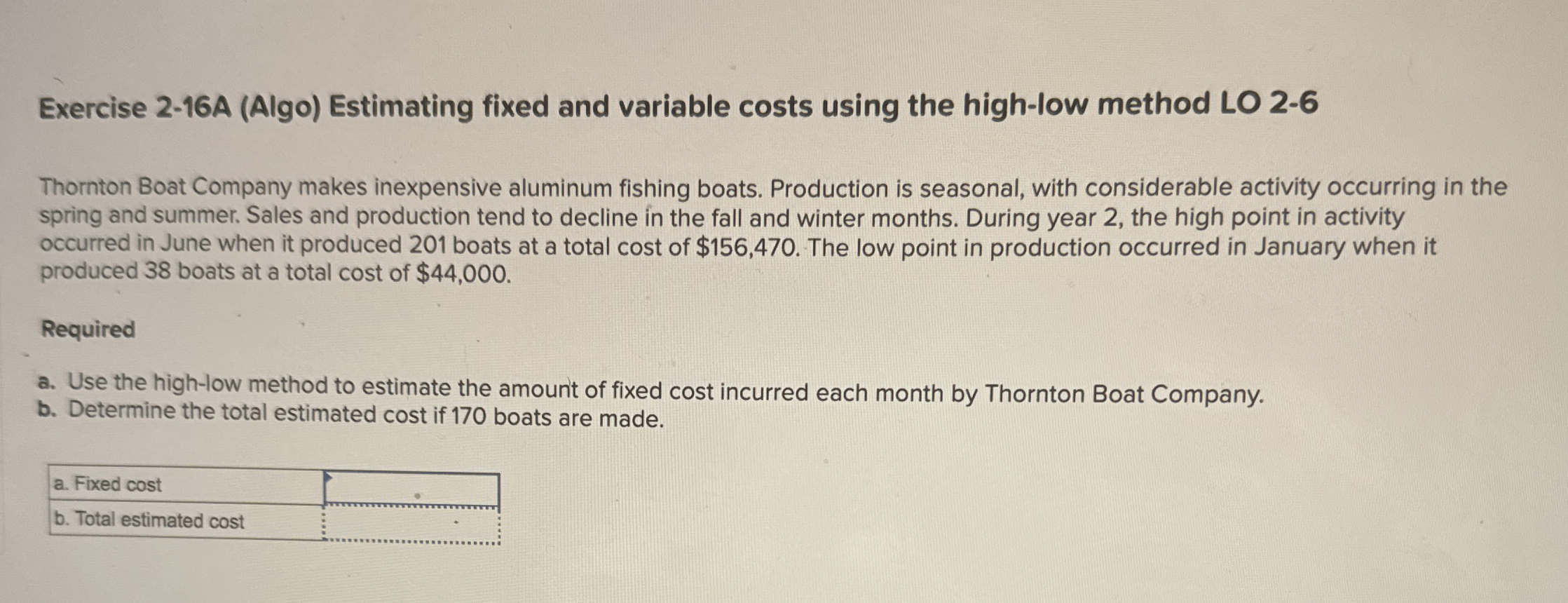 Solved Exercise 2-16A (Algo) ﻿Estimating fixed and variable | Chegg.com