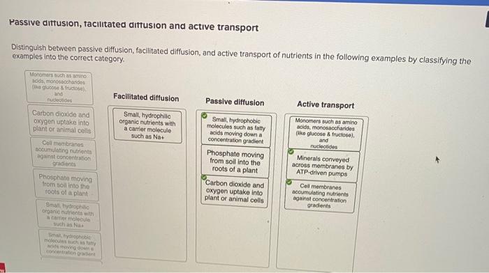 Solved Passive diffusion, facilitated diffusion and active | Chegg.com