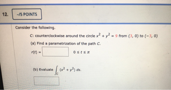 Solved 12. -/5 POINTS Consider the following. C: | Chegg.com