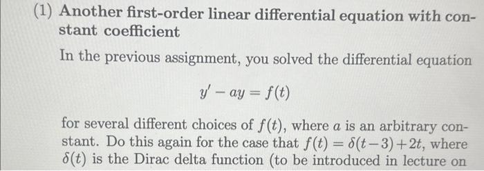 Solved 1) Another first-order linear differential equation | Chegg.com