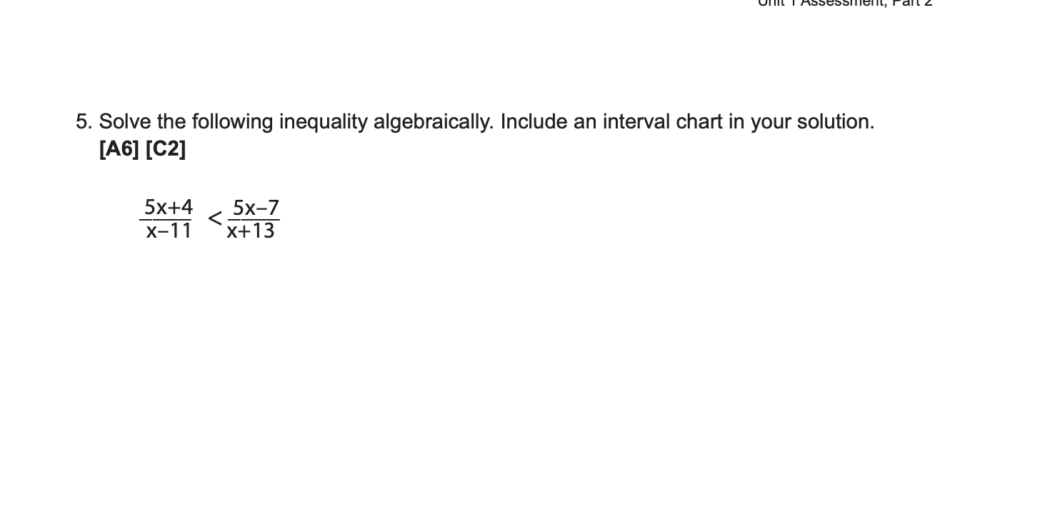 Solved Solve the following inequality algebraically. Include | Chegg.com
