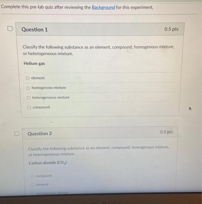 Solved Complete this pre-lab quiz after reviewing the | Chegg.com