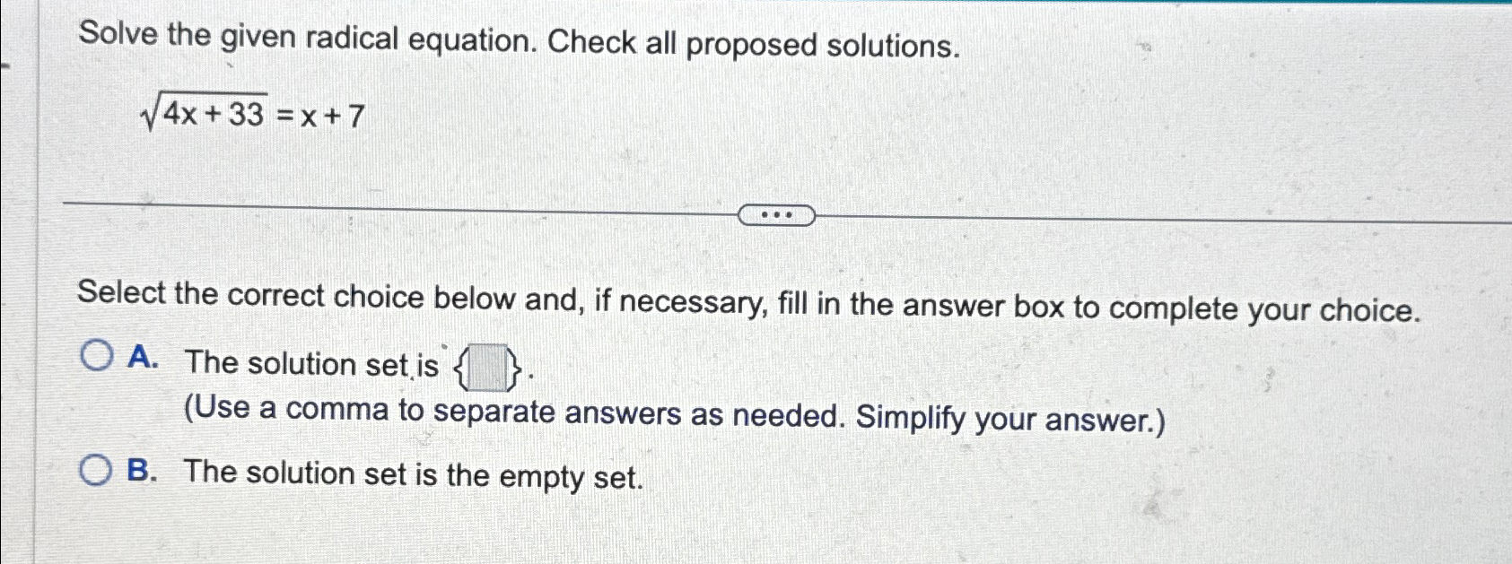 Solved Solve the given radical equation. Check all proposed | Chegg.com
